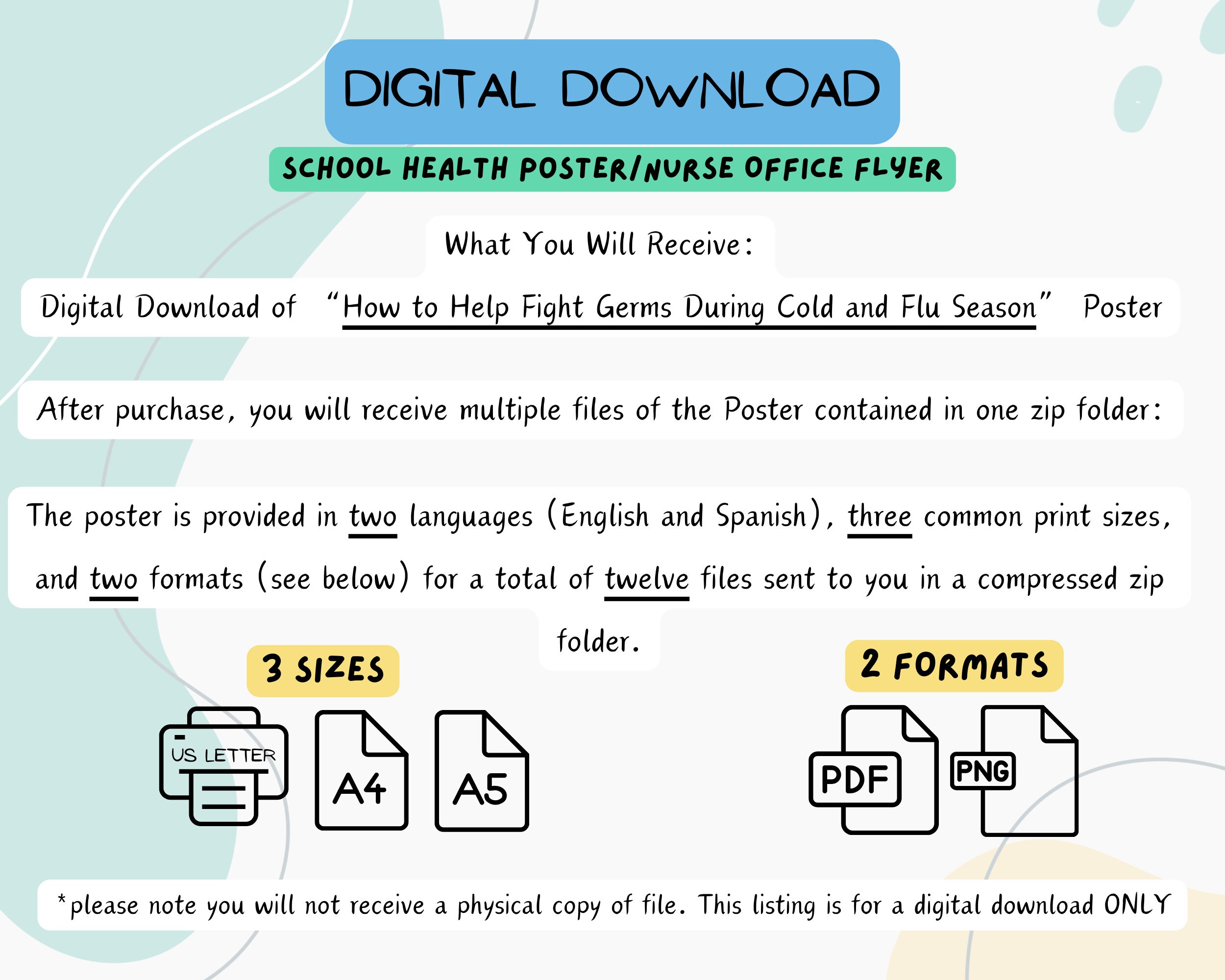 School Nurse Poster | Fight Germs Flyer | Staying Healthy During Cold ...