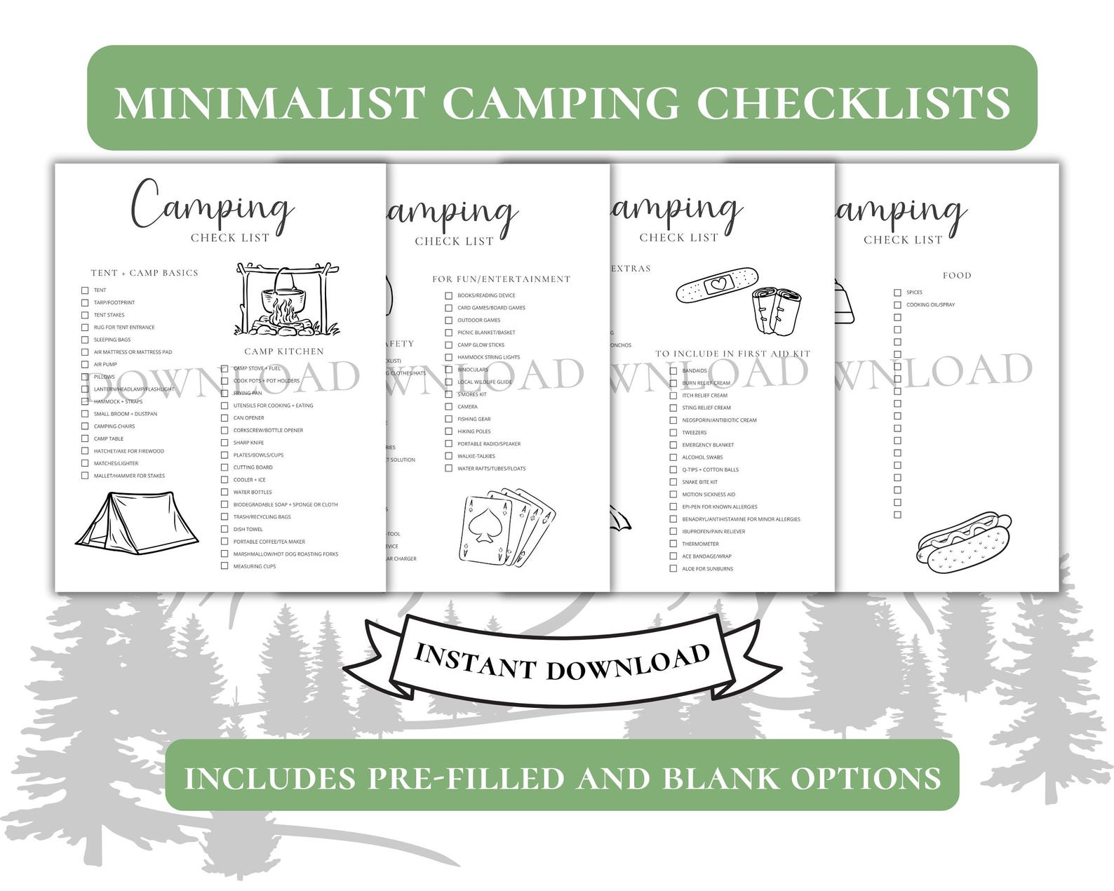 Camping Checklists | Minimalist Camping Checklist | Camping Planner ...