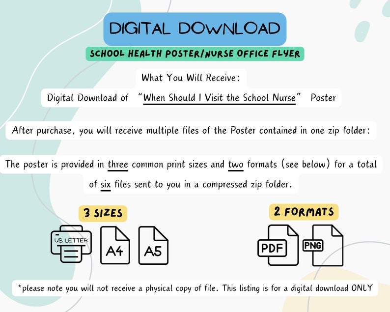 School Nurse Poster, When to Visit the School Nurse Poster, School ...