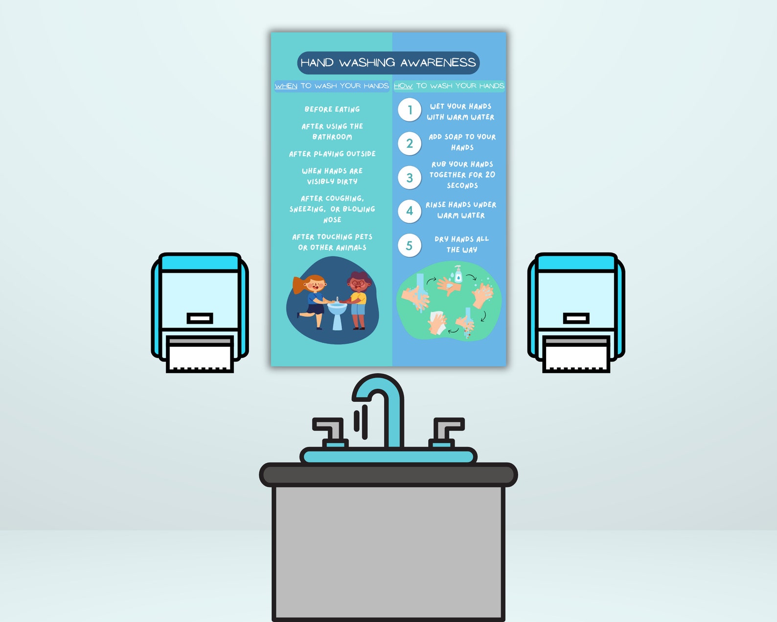 Hand Washing Poster, Hand Washing Awareness for Kids, Hand Washing ...