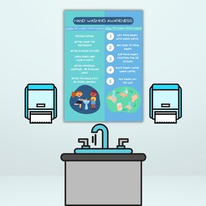 Hand Washing Poster, Hand Washing Awareness for Kids, Hand Washing ...
