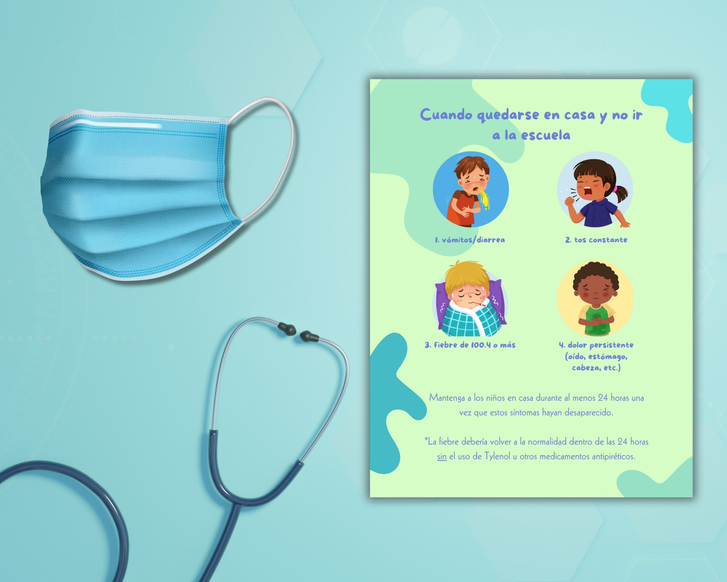 School Nurse Poster, "when to Stay Home From School," Health Clinic ...