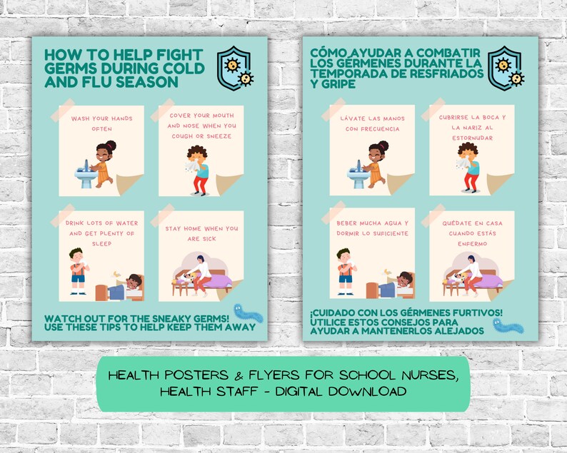 School Nurse Poster | Fight Germs Flyer | Staying Healthy During Cold ...