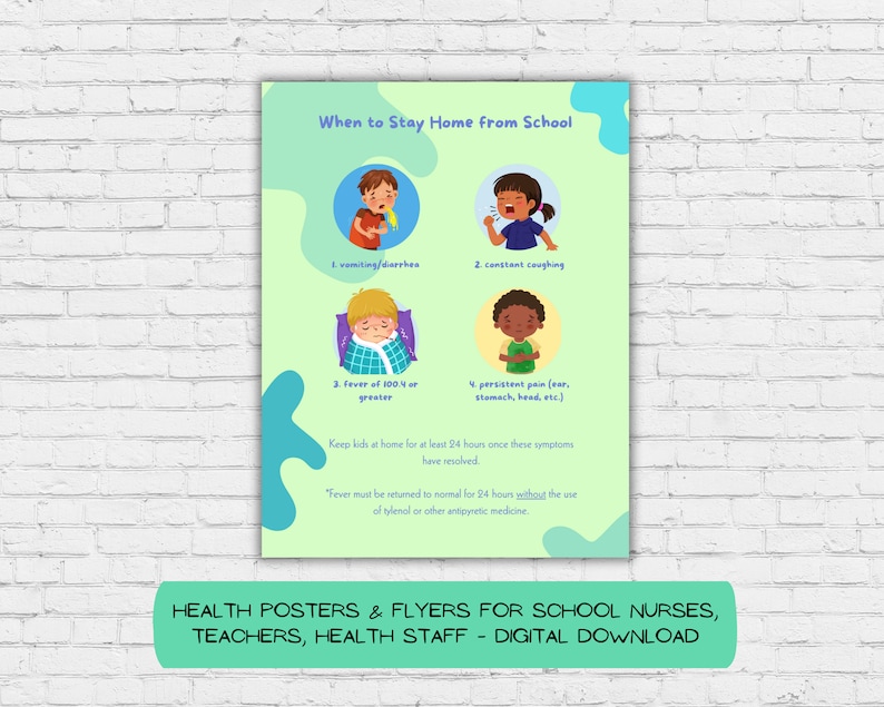 School Nurse Poster, "when to Stay Home From School," Health Clinic ...