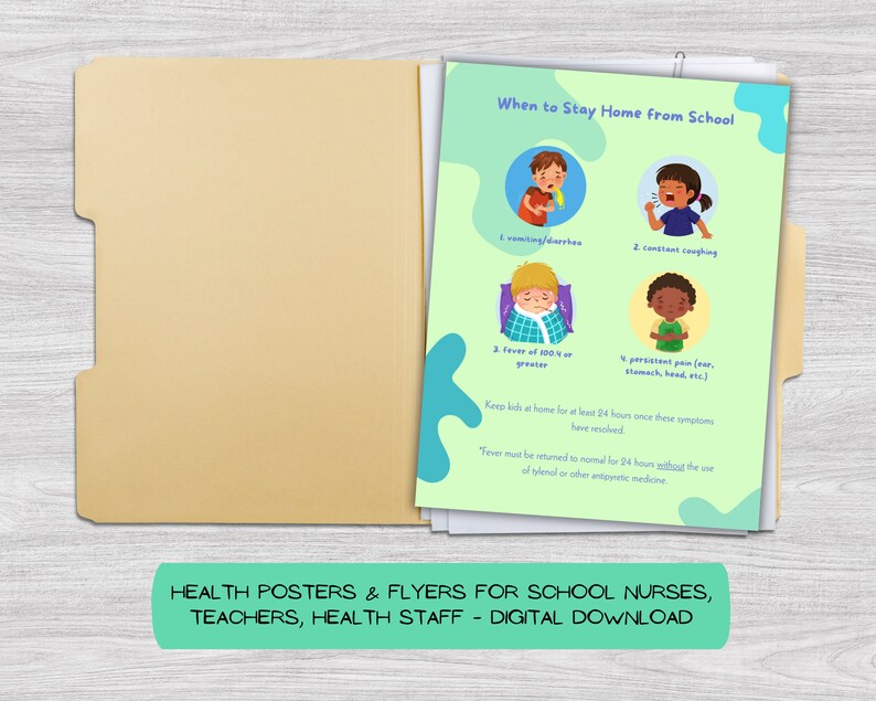School Nurse Poster, "when to Stay Home From School," Health Clinic ...