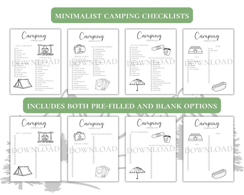 Camping Checklists | Minimalist Camping Checklist | Camping Planner ...