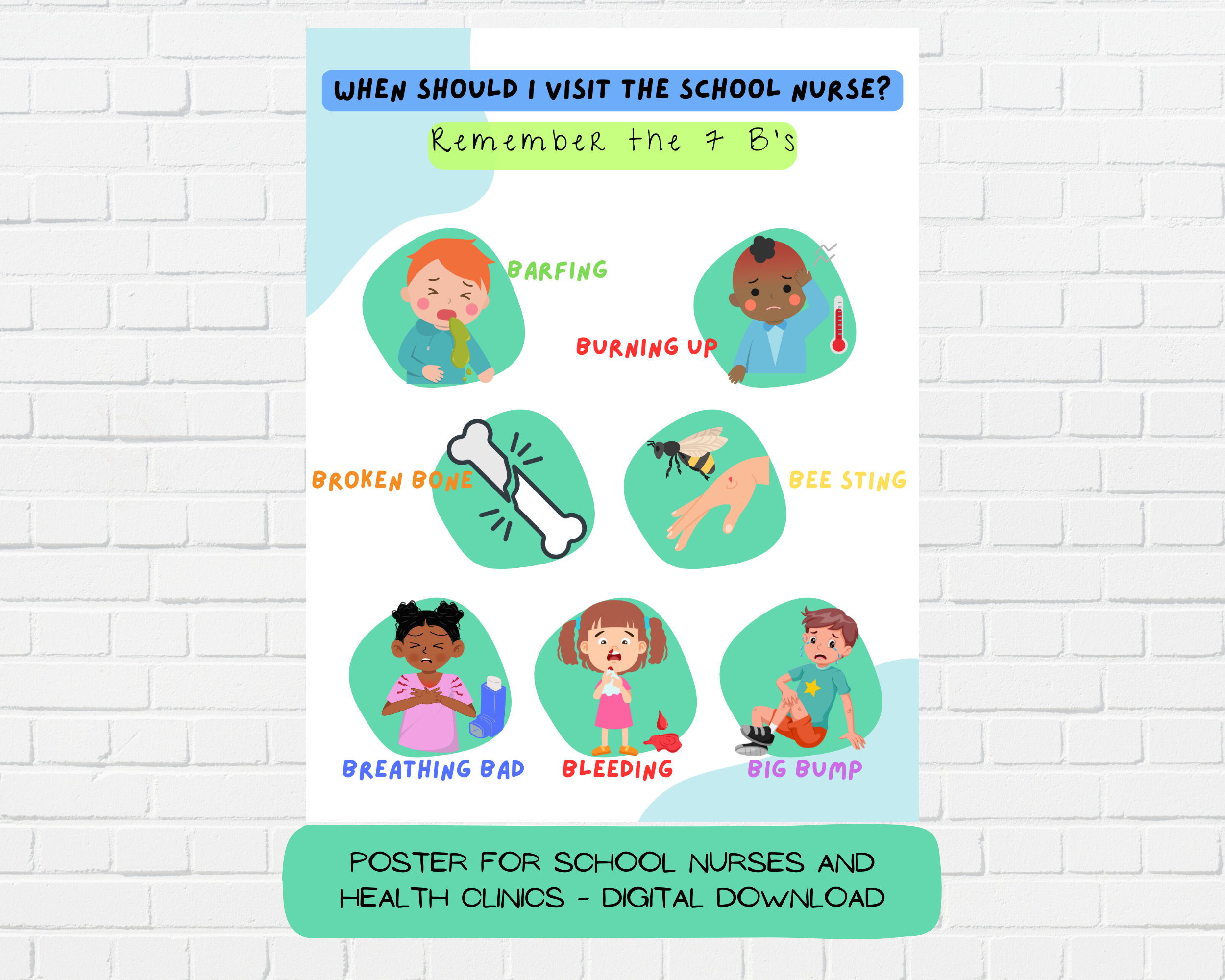 School Nurse Poster, When to Visit the School Nurse Poster, School ...