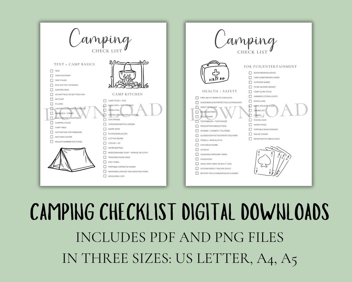 Camping Checklists | Minimalist Camping Checklist | Camping Planner ...