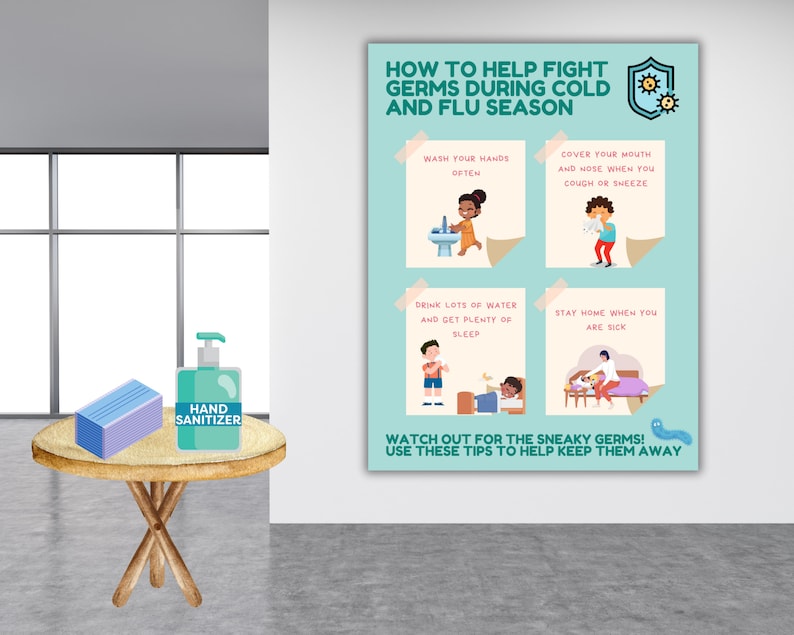 School Nurse Poster | Fight Germs Flyer | Staying Healthy During Cold ...