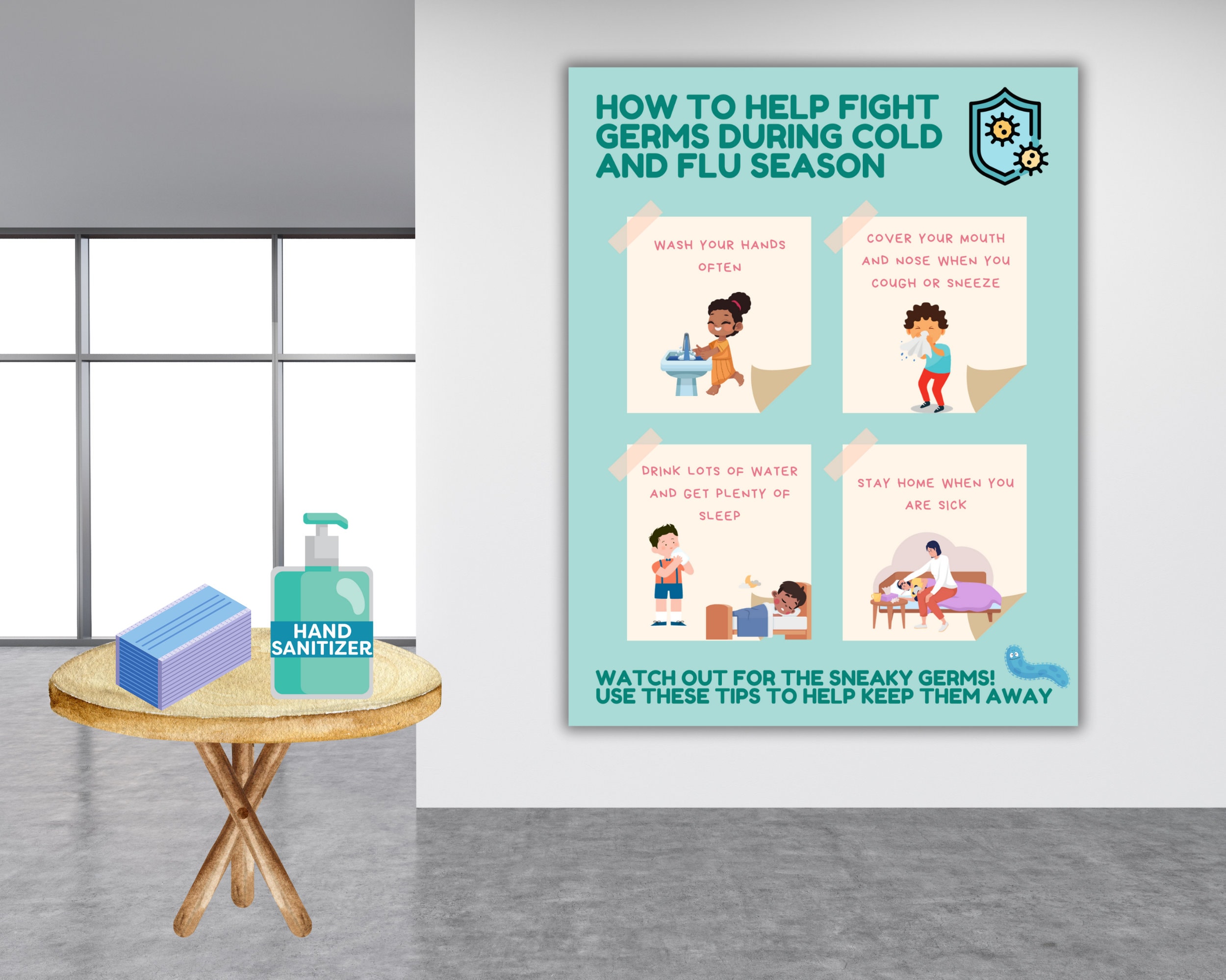 School Nurse Poster | Fight Germs Flyer | Staying Healthy During Cold ...