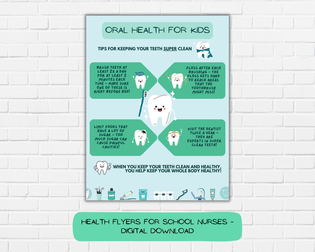 Digital Download Health Poster, School Nurse Flyer, Infographic, Dental ...