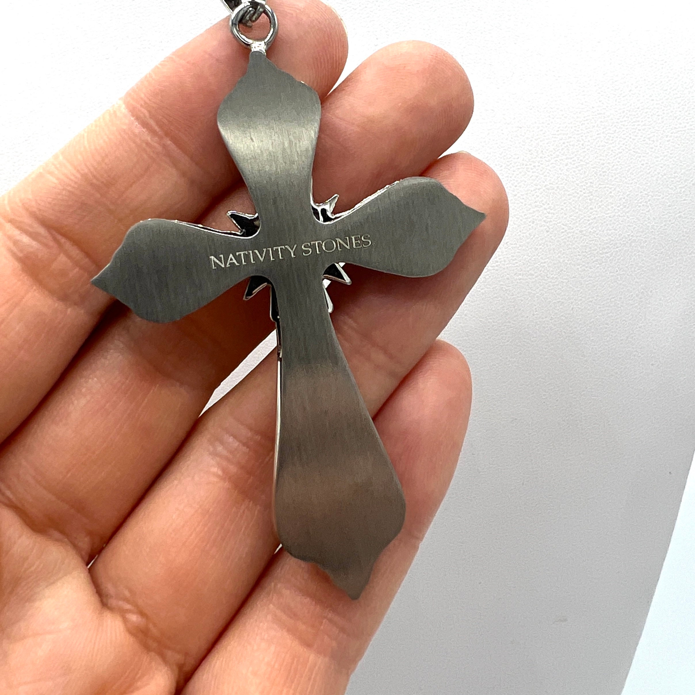 Nativity Stones Heart and Filigree Cross Silver Finish - Etsy