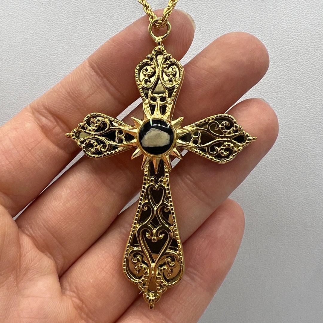 Nativity Stones Heart and Filigree Cross - Gold Finish - Etsy