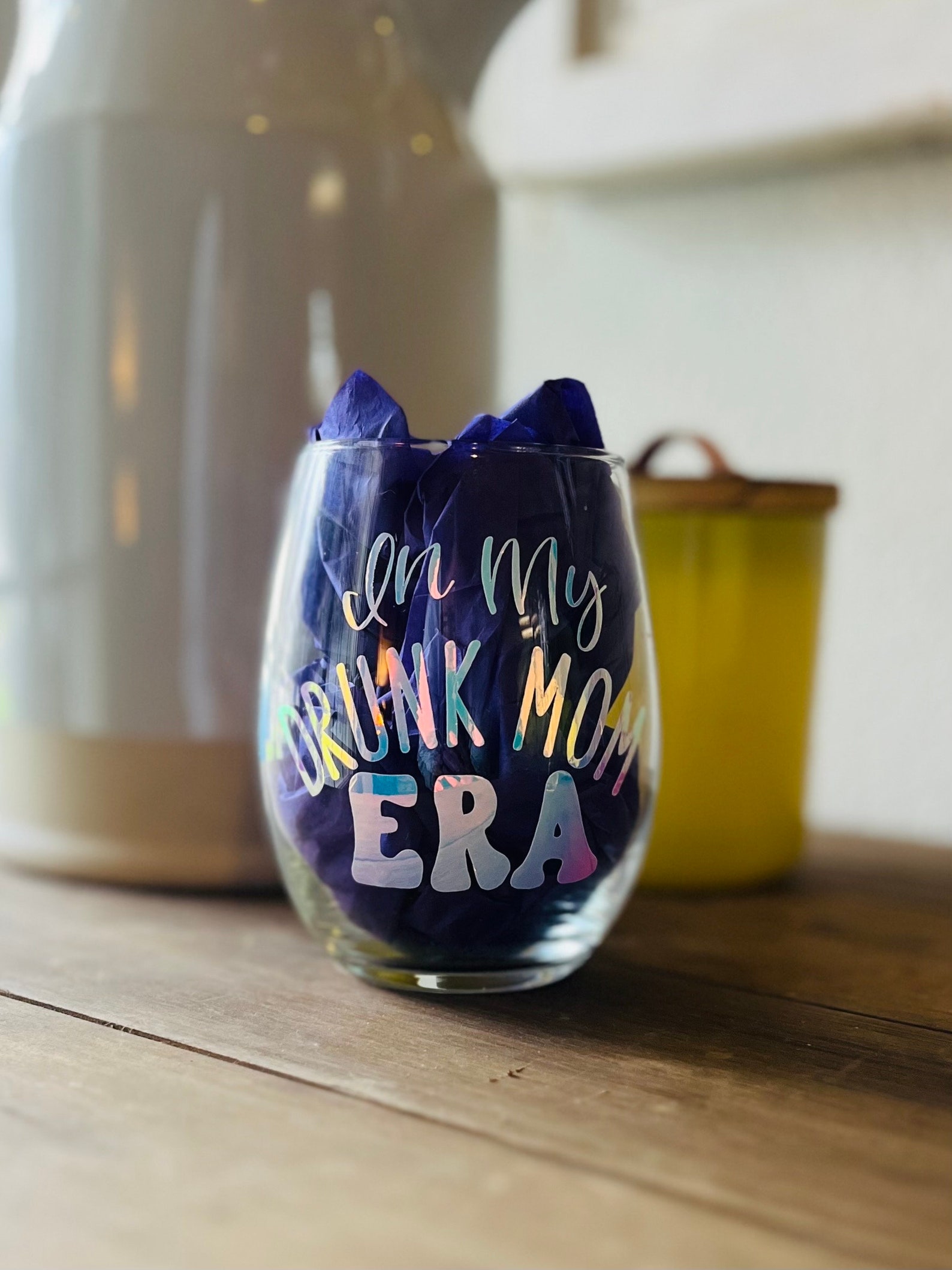 In My Drunk Mom Era Wine Glass Funny Drunk Mom Wine Glass In My