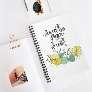Spiral Notebook, Saved by Grace, Through Faith, Ruled Line, Feelings ...