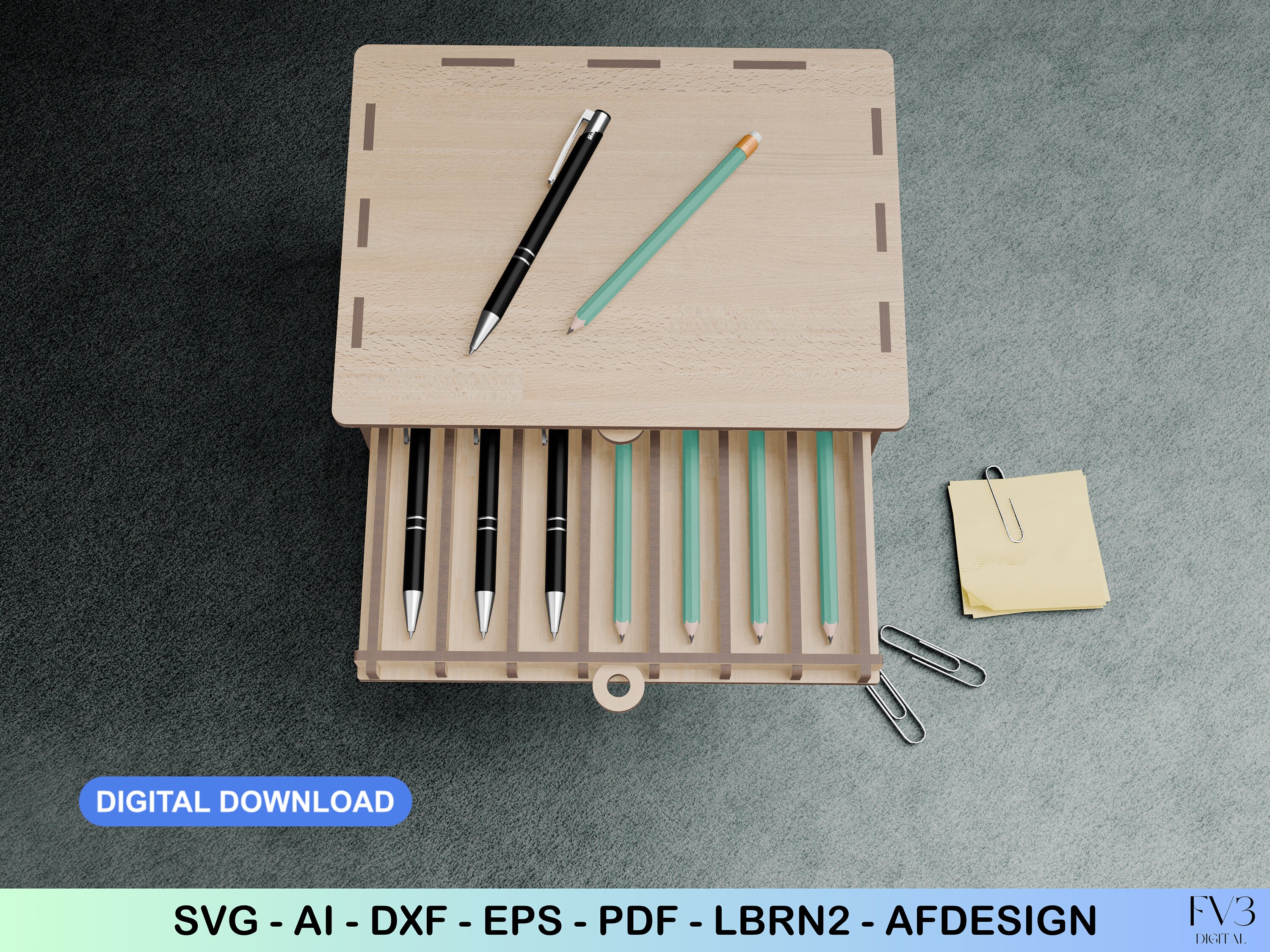 Laser Cut Pen Box Digital Download: Craft Your Perfect Pen Display ...