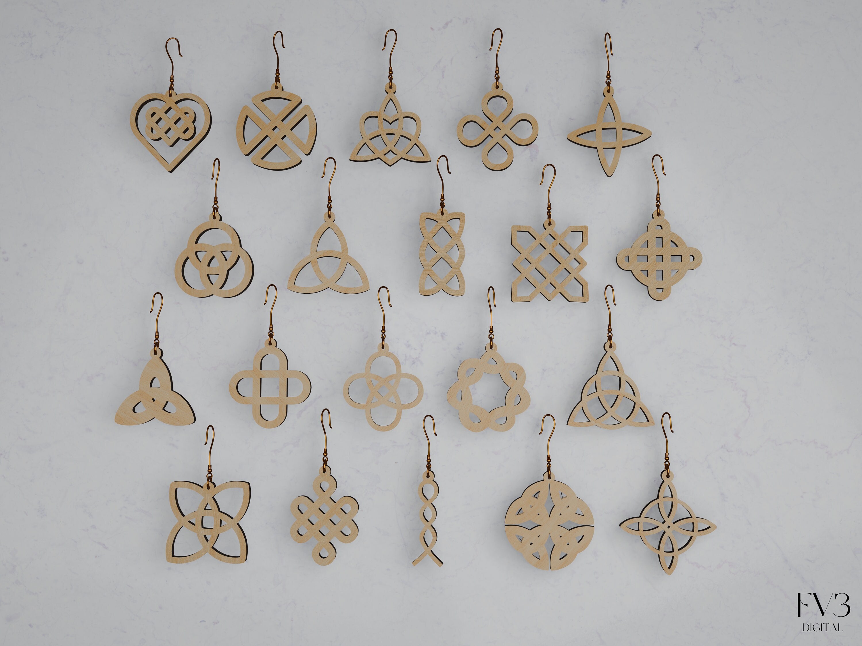 20 Earrings Bundle Laser Cut Celtic Knot Symbol Templates Wood Earring ...