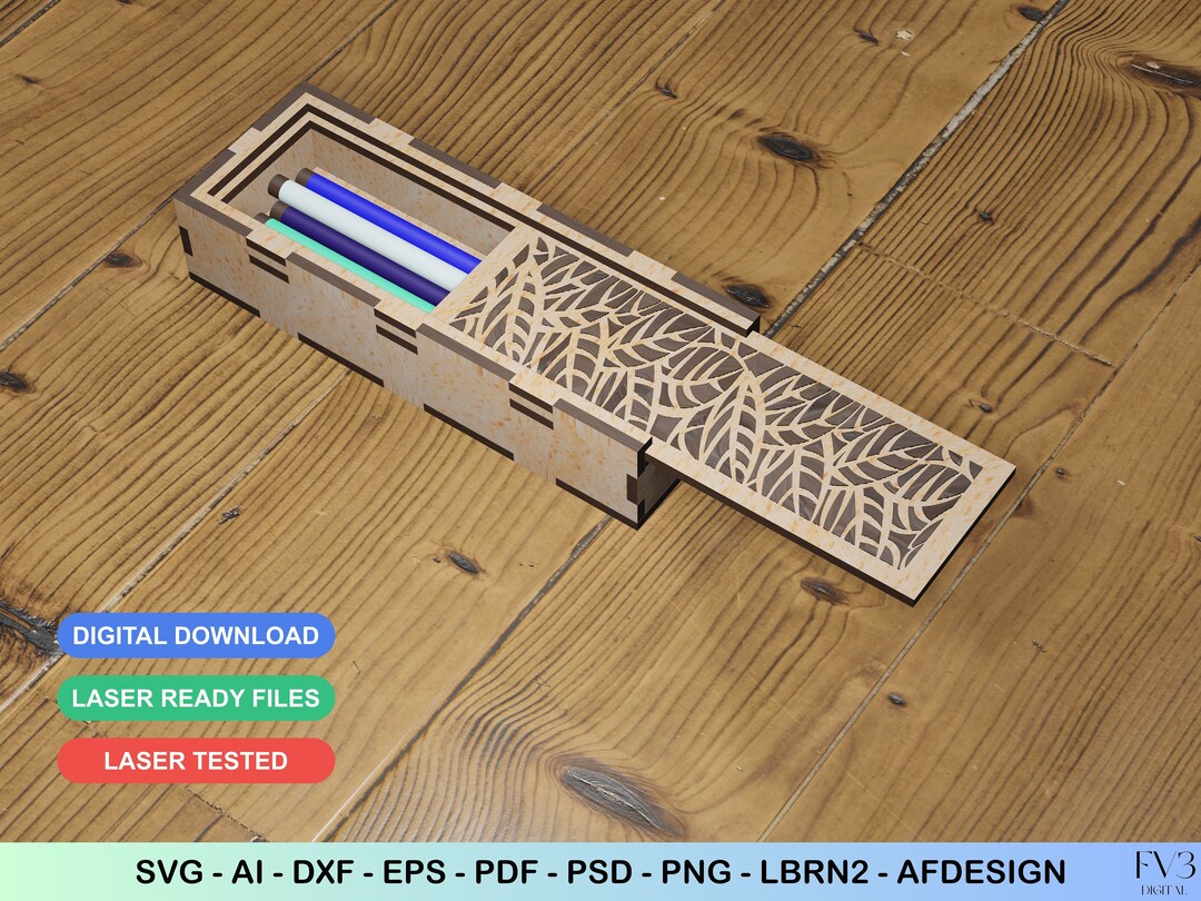 Easy DIY Pencil Case SVG - Geometric Design, Laser Cut Pattern, Modern ...