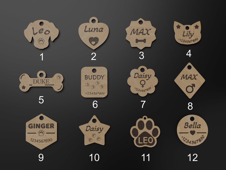 Laser Cut Pet Tag Design Files: Customizable SVG Template (digital ...