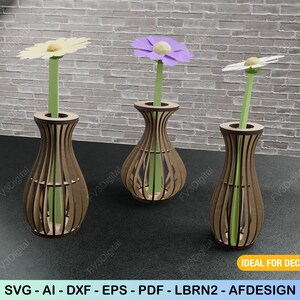 Laser Cut Vase Bundle: 3 Unique Models - Instant Download of Files. Set ...
