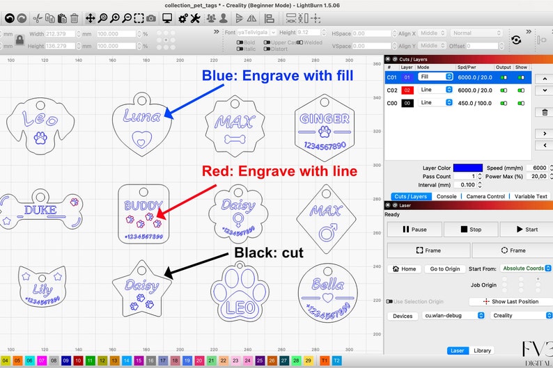 Laser Cut Pet Tag Design Files: Customizable SVG Template (digital ...