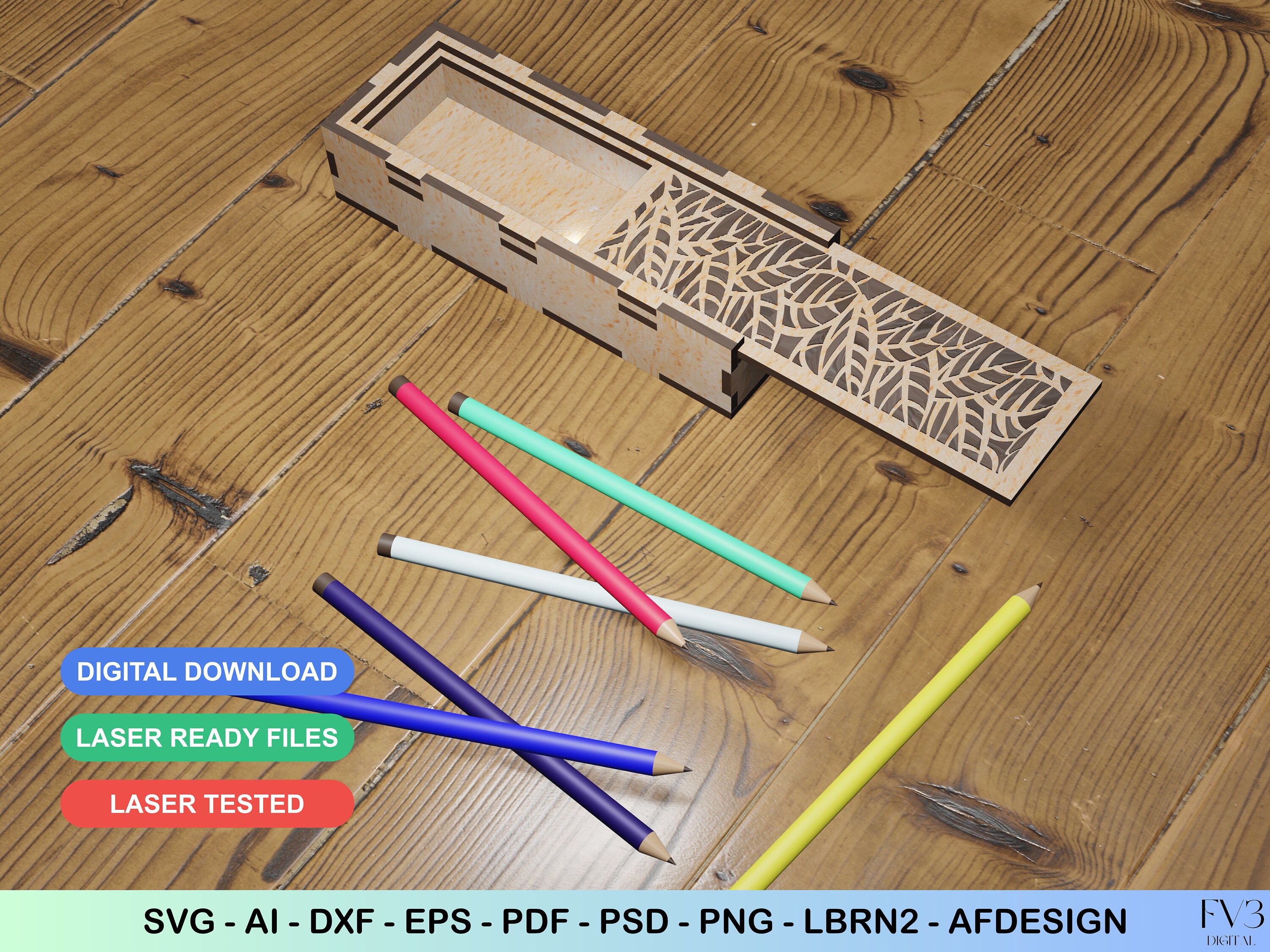 Easy DIY Pencil Case SVG Geometric Design, Laser Cut Pattern, Modern ...