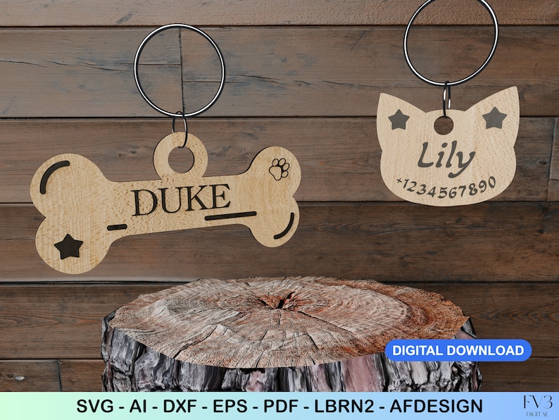 Laser Cut Pet Tag Design Files: Customizable SVG Template (digital ...