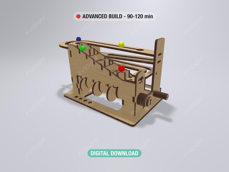 Marble Run Laser Cut File – DIY Kinetic Mechanical Desk Toy | 3mm, 4mm ...
