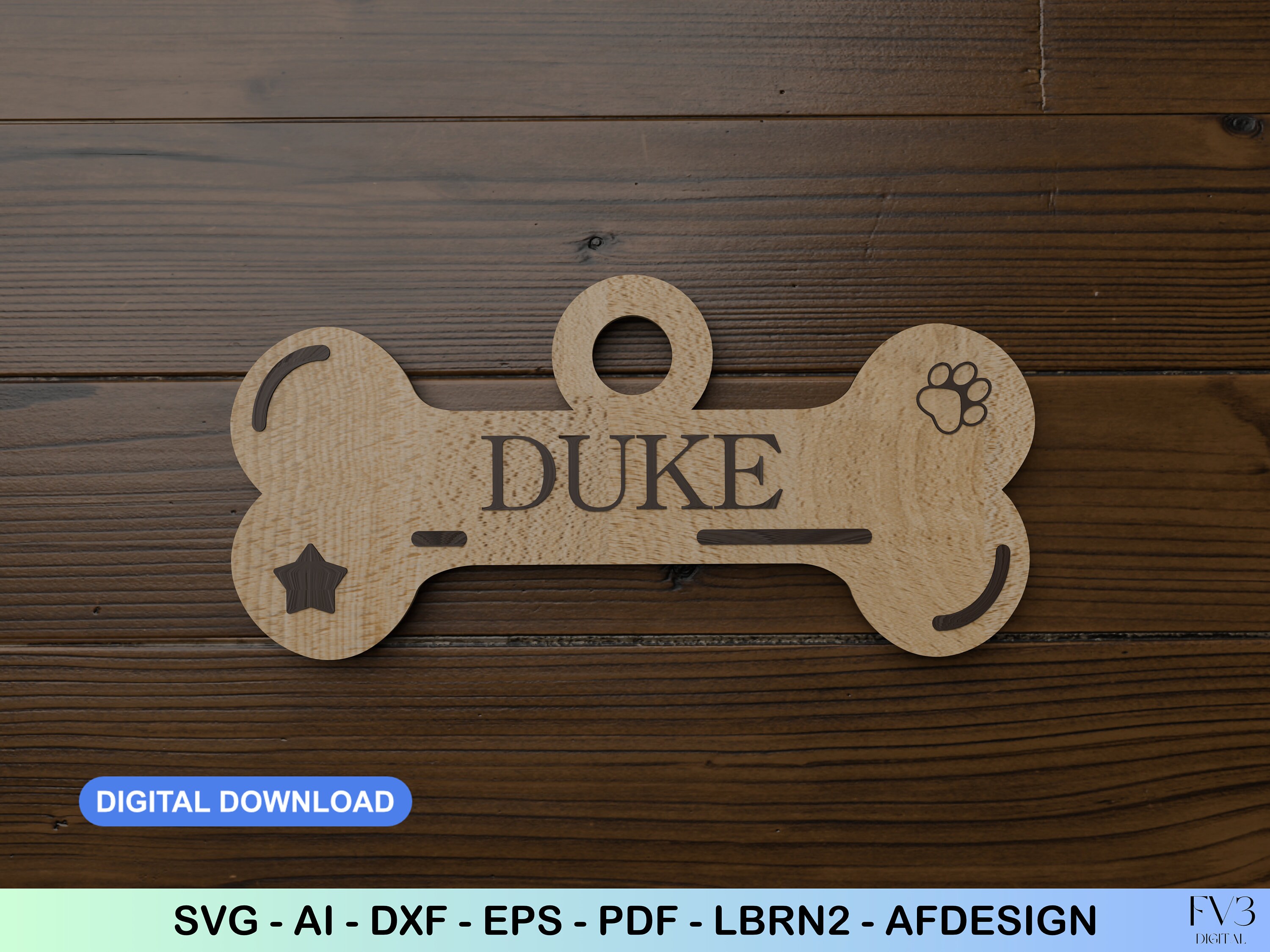 Laser Cut Pet Tag Design Files: Customizable SVG Template (digital ...
