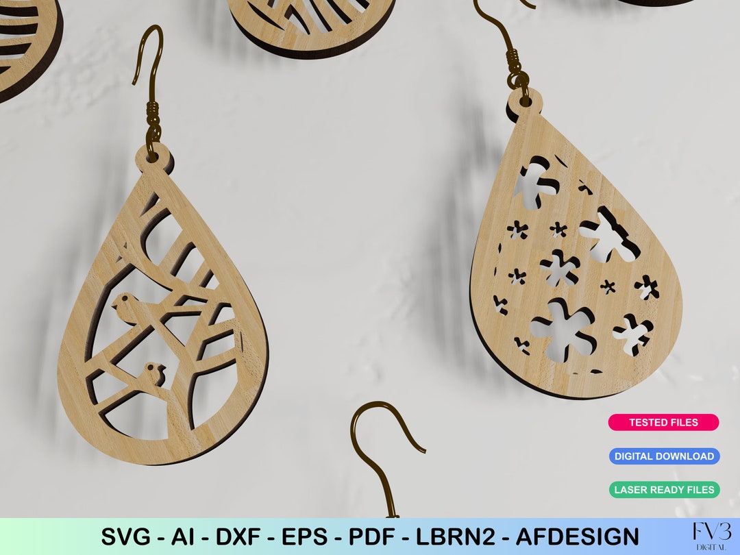 Laser Cut Earrings Template Laser Cut Files for Earrings Gift for Wife ...