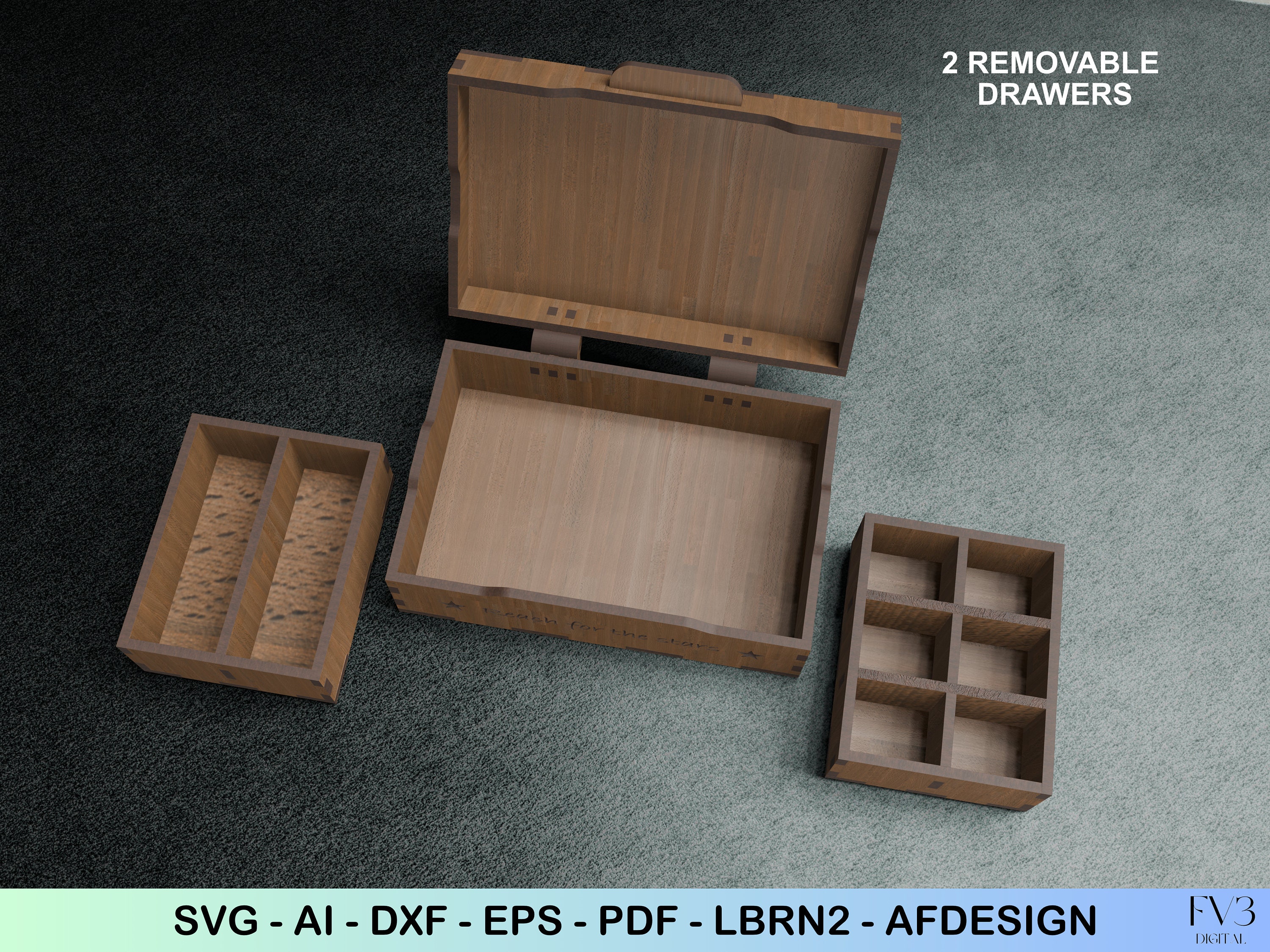 DIY Jewelry Box With Drawers SVG Laser Cut Files (digital Download) - Etsy