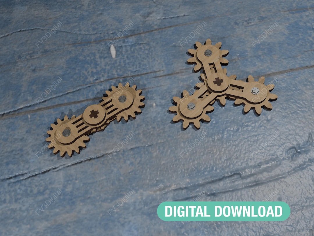 Laser Cut Files Fidget Spinner With Gears – DIY Mechanical Toy for ...