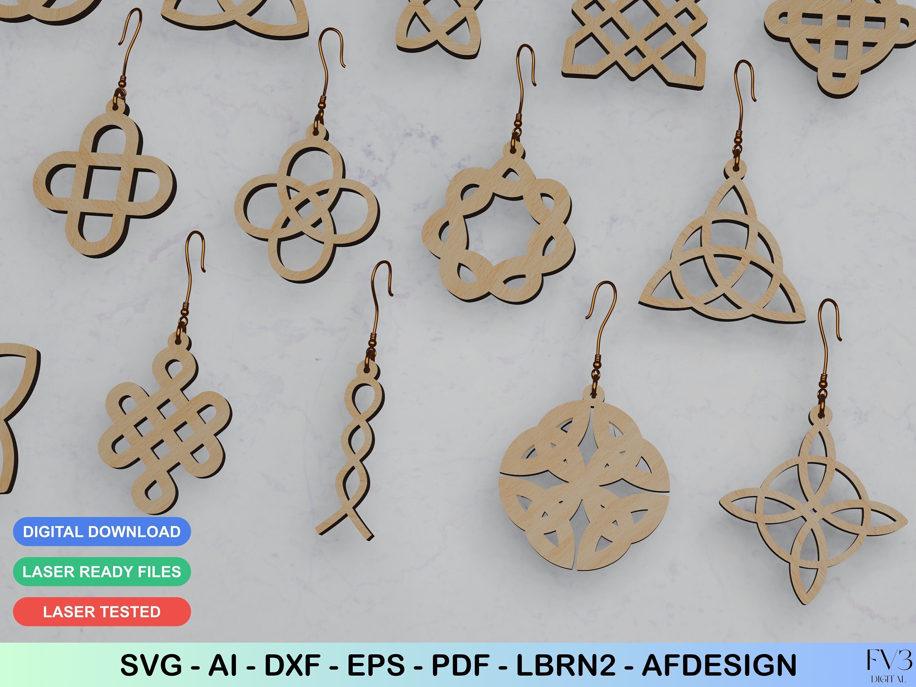 20 Earrings Bundle Laser Cut Celtic Knot Symbol Templates Wood Earring ...