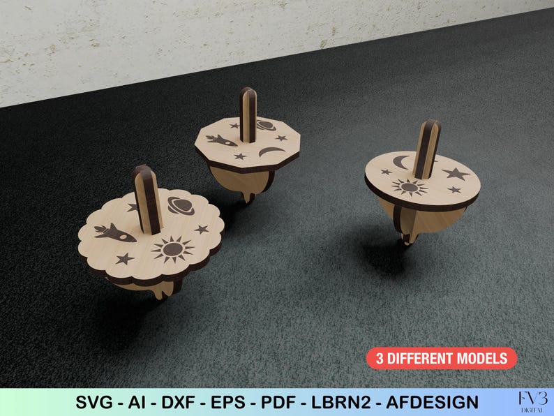 Space Spinning Top Laser Cut Files: DIY Crafting Project. 3 Space ...