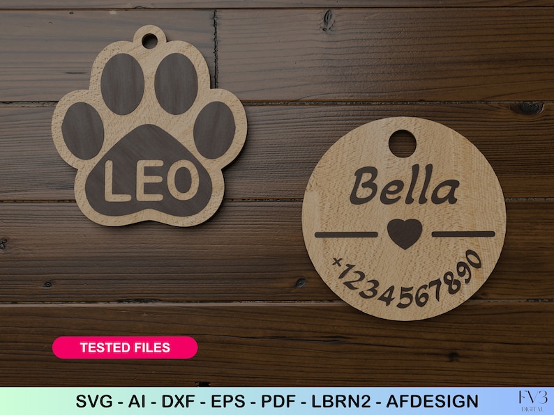 Laser Cut Pet Tag Design Files: Customizable SVG Template (digital ...