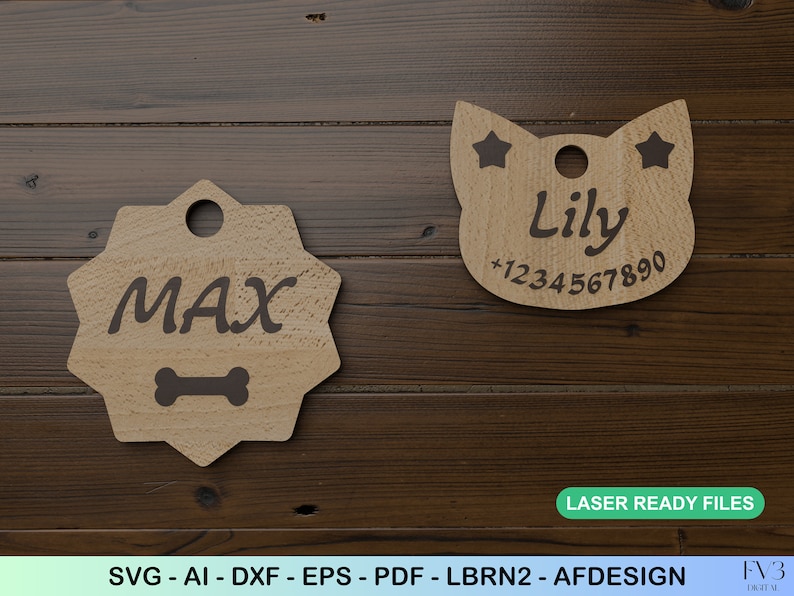 Laser Cut Pet Tag Design Files: Customizable SVG Template (digital ...