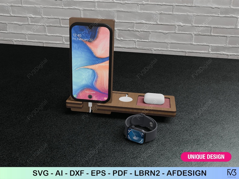 Laser Cut Docking Station Files: Phone, Smartwatch, Headset Stand ...