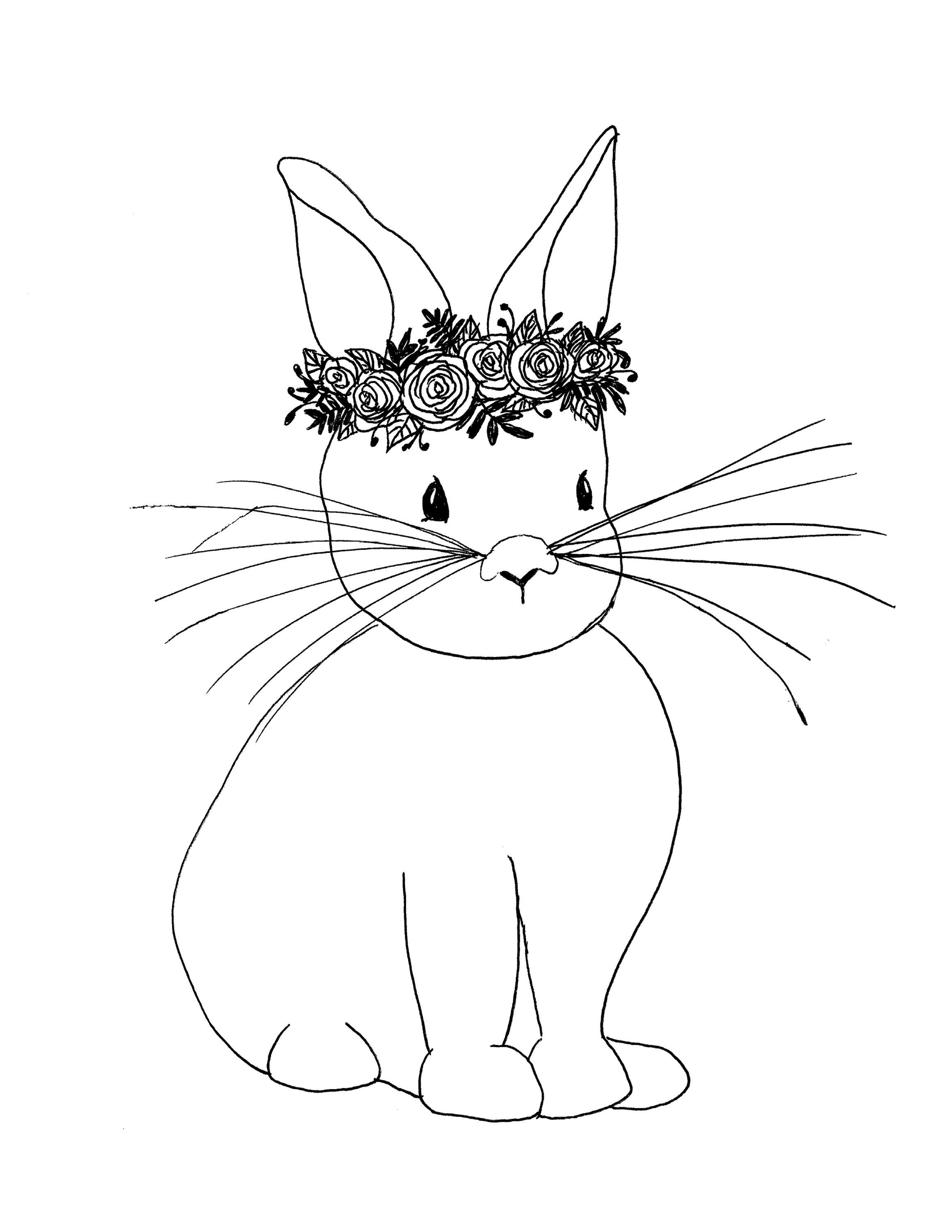 Bunny Colouring Page - Etsy