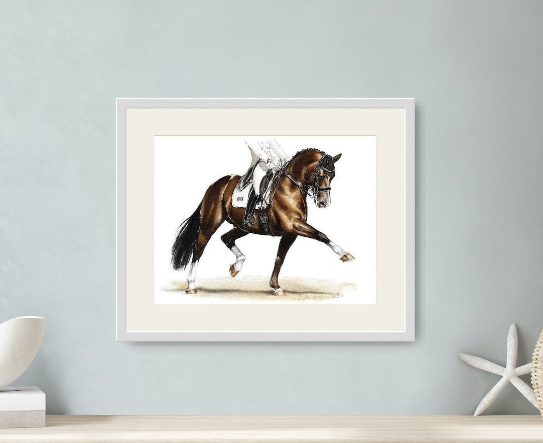 Dressage Horse Valegro KWPN Art Print, Equestrian Illustration ...
