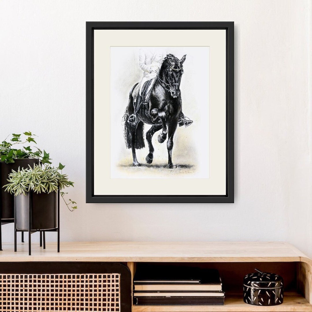 Black Dressage Horse Art Print, Horse Painting, Horse Art, Horse Lover ...