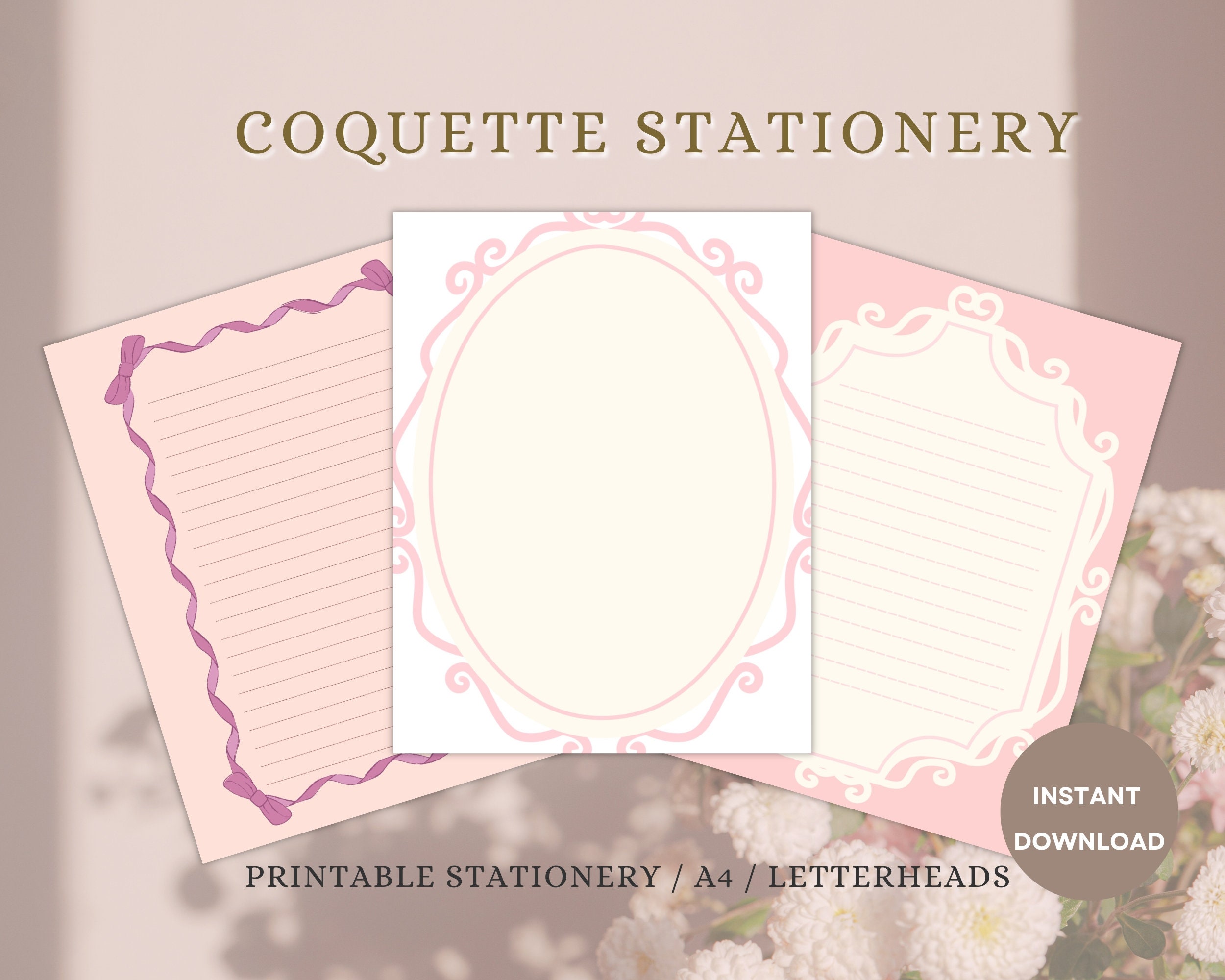 Printable Coquette Stationery, Coquette Aesthetic, Coquette Paper ...