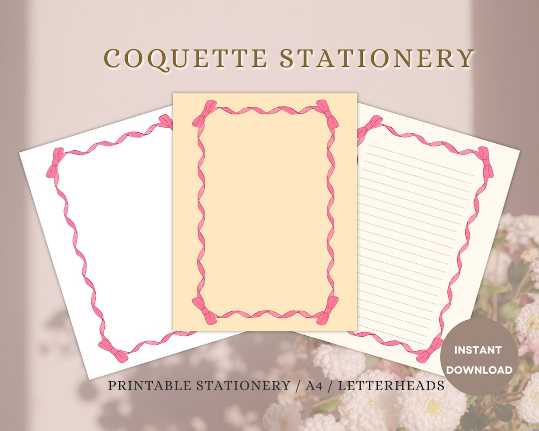 Printable Writing Paper Set, Vintage Coquette, Stationery Printable ...