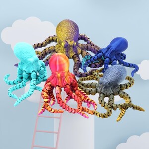 3D Printed Model Octopus Eight-armed Toy Ornament With Movable Joints ...