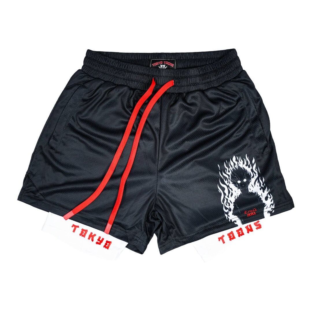 Mob Psycho 100 Premium Mesh Black/white Shorts With Honey Comb Pattern ...