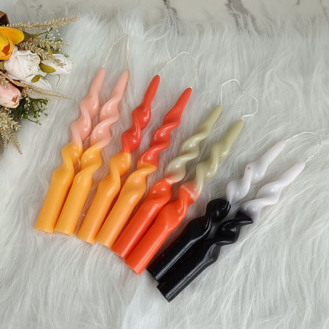 Dinner Taper Candles Colourful Pillar Candle Spiral Twisted - Etsy
