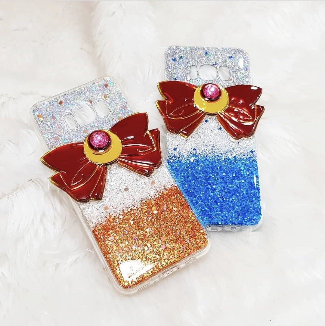 Orange-silver Glitter Sailor Venus Style Phone Case With a Large Red ...