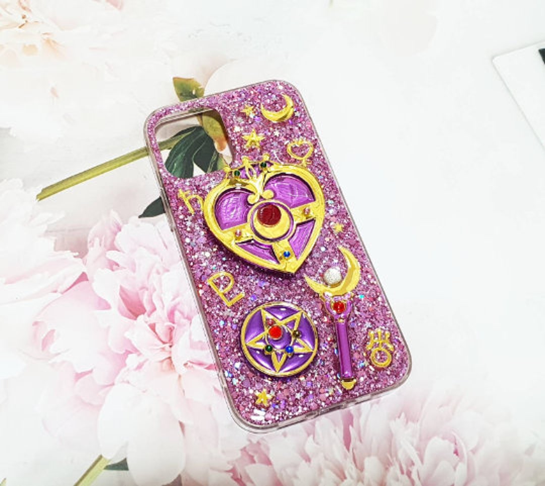 Purple Theme Sailor Moon Style Phone Case With a Heart Compact for ...