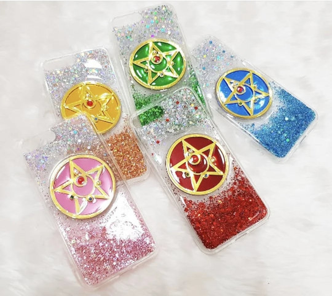 Glitter Phone Case With a Star Compact Charm for iPhone and Samsung ...