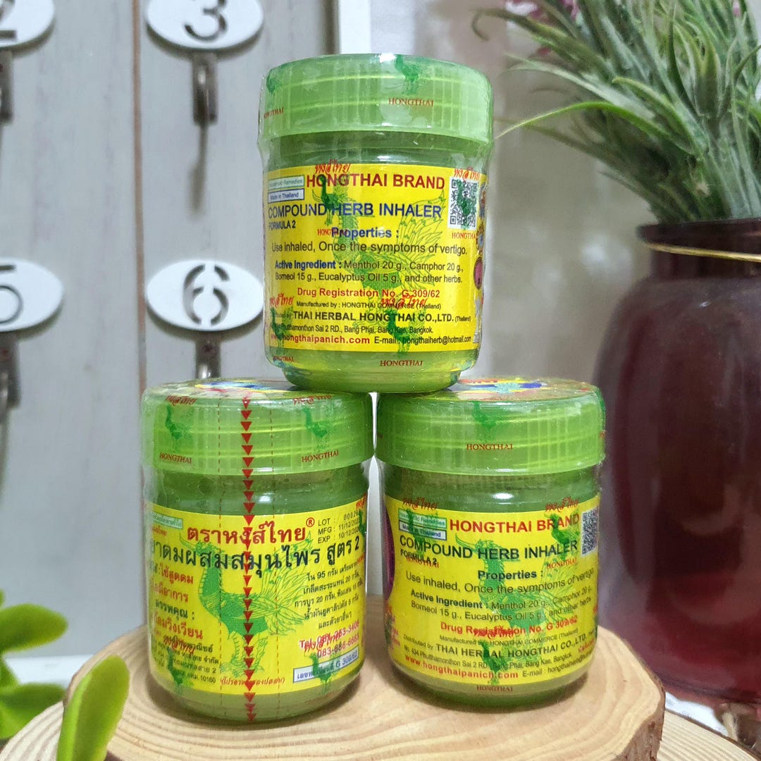 Set of 3 Bottles HONG THAI Traditional Thai Herbal Inhaler Aromatherapy ...