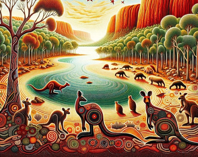 Uluru Sunset - Aboriginal Dot Art Painting - Etsy Australia